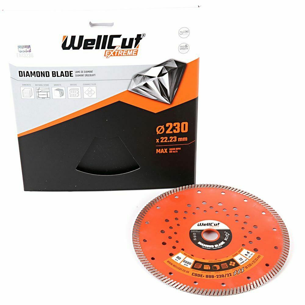 Diamond Blade 230mm x 22.23mm Bore - Ideal for Concrete, Natural Stone ...