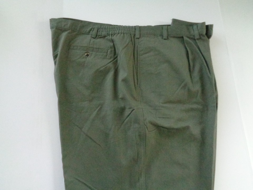 Clipper 60X34 Big & Tall Cotton Twill Side Elastic Pleated Front Pants ...
