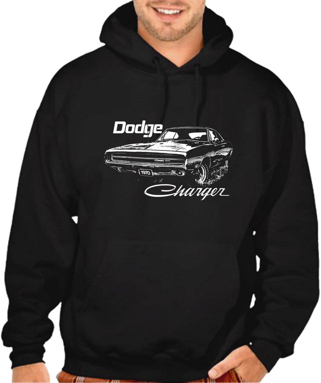 Men's White Dodge Charger 1970 Black Hoodie Sweater Racing Car Classic ...