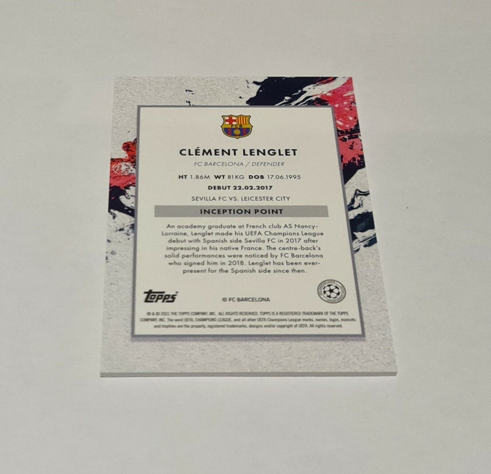 2021 Topps Inception Soccer UEFA CL Star Quality Clement Lenglet | eBay