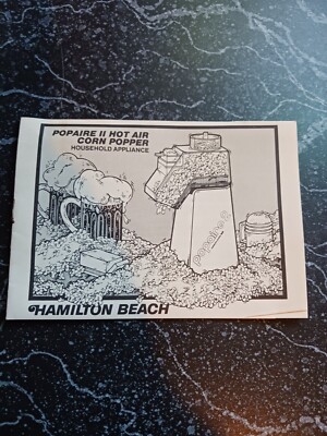 Hamilton Beach Popaire II Hot Air Corn Popper Instruction Booklet ...