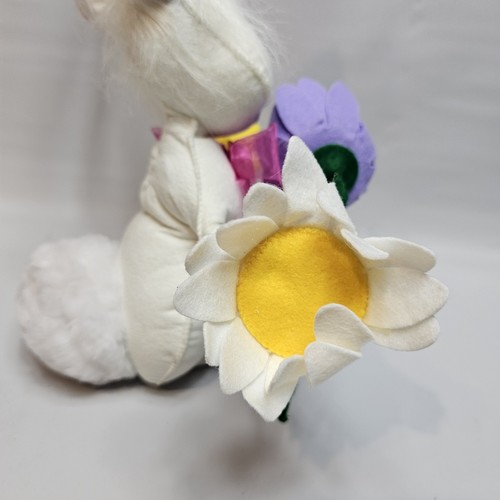 ANNALEE 14" White & Pink Spring Easter Bunny Rabbit Puff Tail w Flowers ...