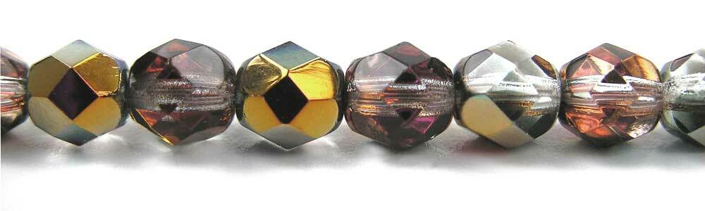 Czech Fire Polished Round Faceted Glass Beads Crystal Santander Multi ...