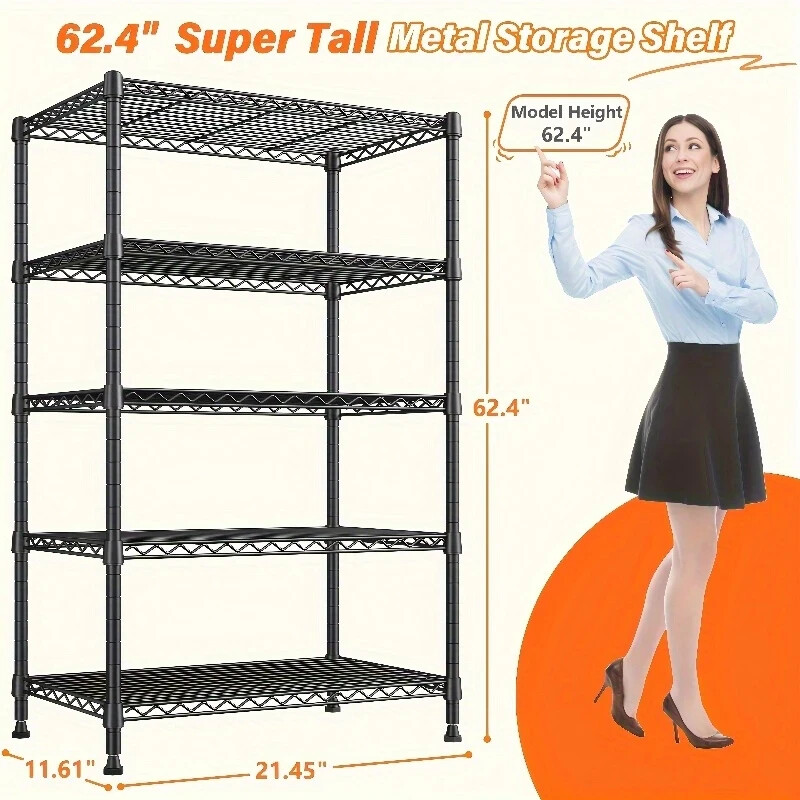 5 Tier Shelves Heavy Duty MZG Metal Wire Shelving Storage Rack Metal ...