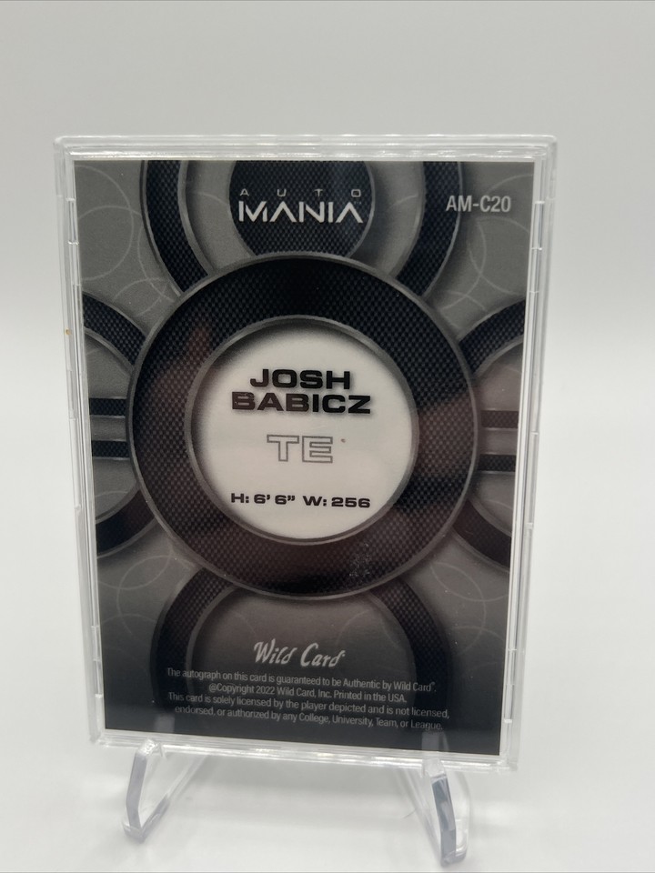 2022 Wild Card Auto Mania Rookie JOSH BABICZ RC Auto Green Bay Packers ...