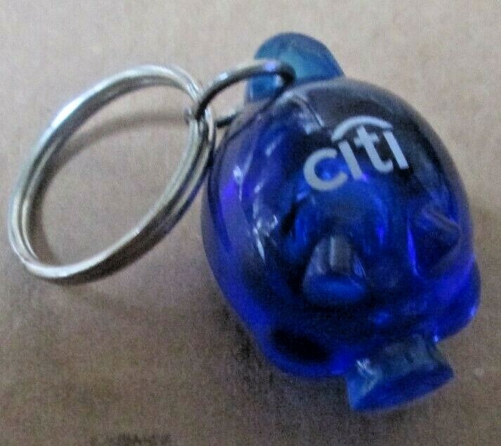 CITI Blue pig Piggy BANK plastic figure keyring key chain keychain 1.5 ...