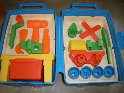 Vintage 1978 Mattel Tuff Stuff Workshop Work Bench Tools Blue Box Set ...