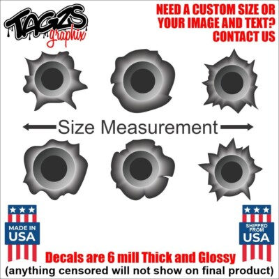 Bullet Holes 6Pk V1 Guns NRA 2A Printed & Laminated Window Decal ...