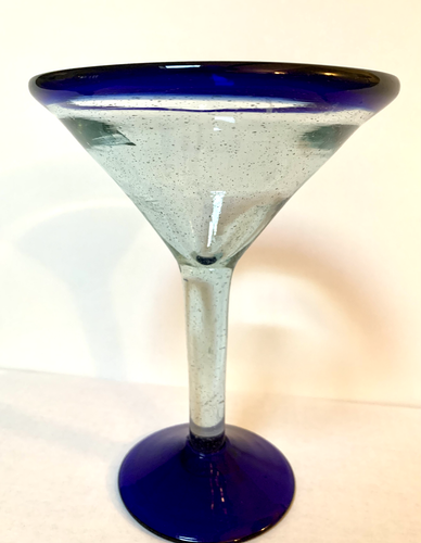 Mexican Hand Blown Margarita/ Martini Glass Cobalt Blue Rim And Base | eBay