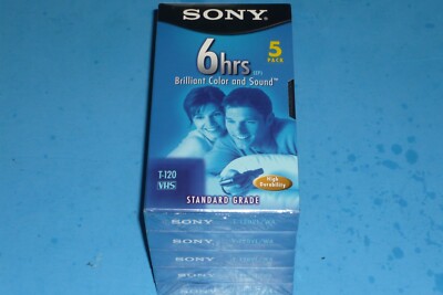 5-PACK OF BLANK SONY 6 HOUR VHS TAPES - BRAND NEW - FACTORY SEALED | eBay