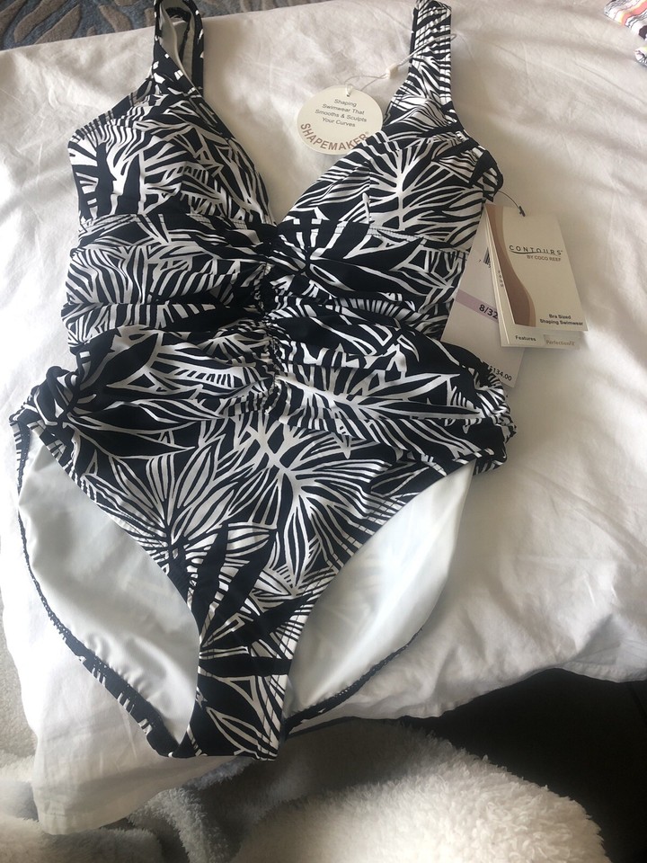 Contours By Coco Reef Black & White One Piece Shaping Bathing Suit Size ...