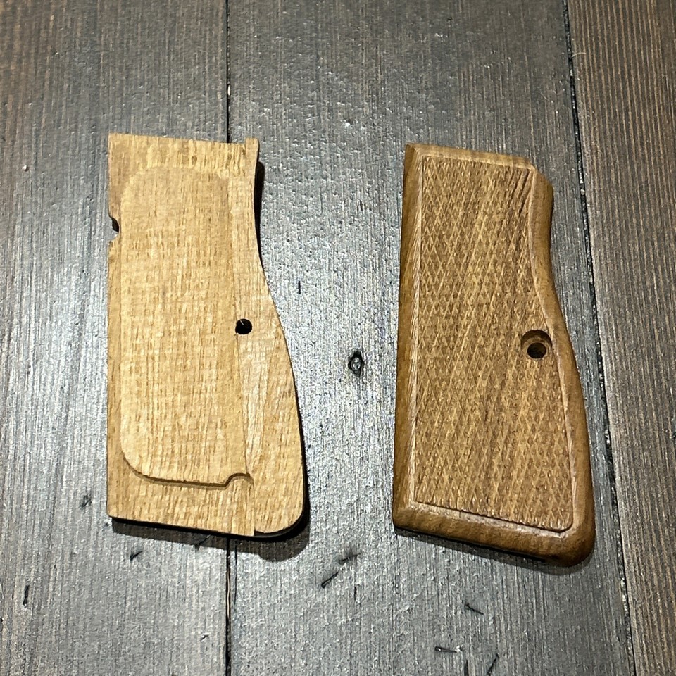 Browning Hi-Power, FEG PJK-9HP pistol grips Hard Wood full checkering ...