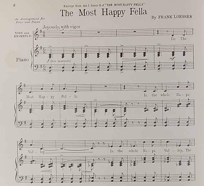 1956 THE MOST HAPPY FELLA Frank Loesser Broadway Musical Sheet Music ...