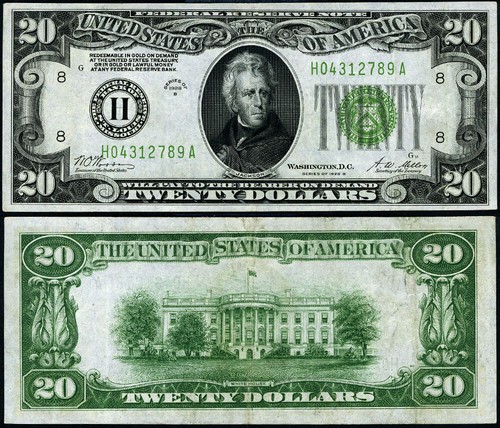 FR. 2052 H $20 1928-B Federal Reserve Note St. Louis H-A Block XF | eBay