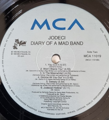 Jodeci Diary Of A Mad Band 1993 R230 Very Good Con Some Light Surface ...