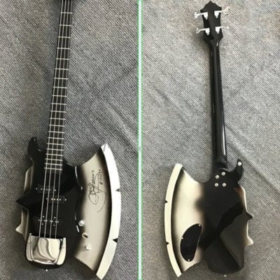 Black Signed Model Axe Electric Bass Guitar 4 Strings 3S Pickups Chrome ...