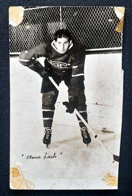 ELMER LACH 1940'S - 1950'S VERY RARE MONTREAL CANADIENS VELOX POSTCARD ...