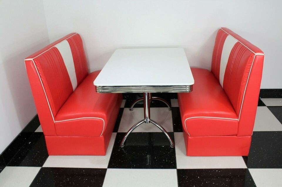 American Diner Furniture 50s Retro Nashville Table & Red Booth Set ...