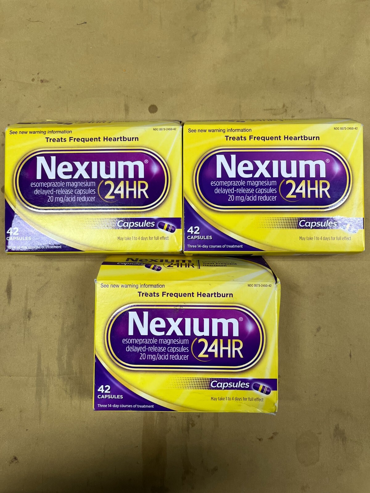 3 New Nexium 24HR 20mg Acid Reducer - 42 Capsules Each Box Exp. 06/2027 ...
