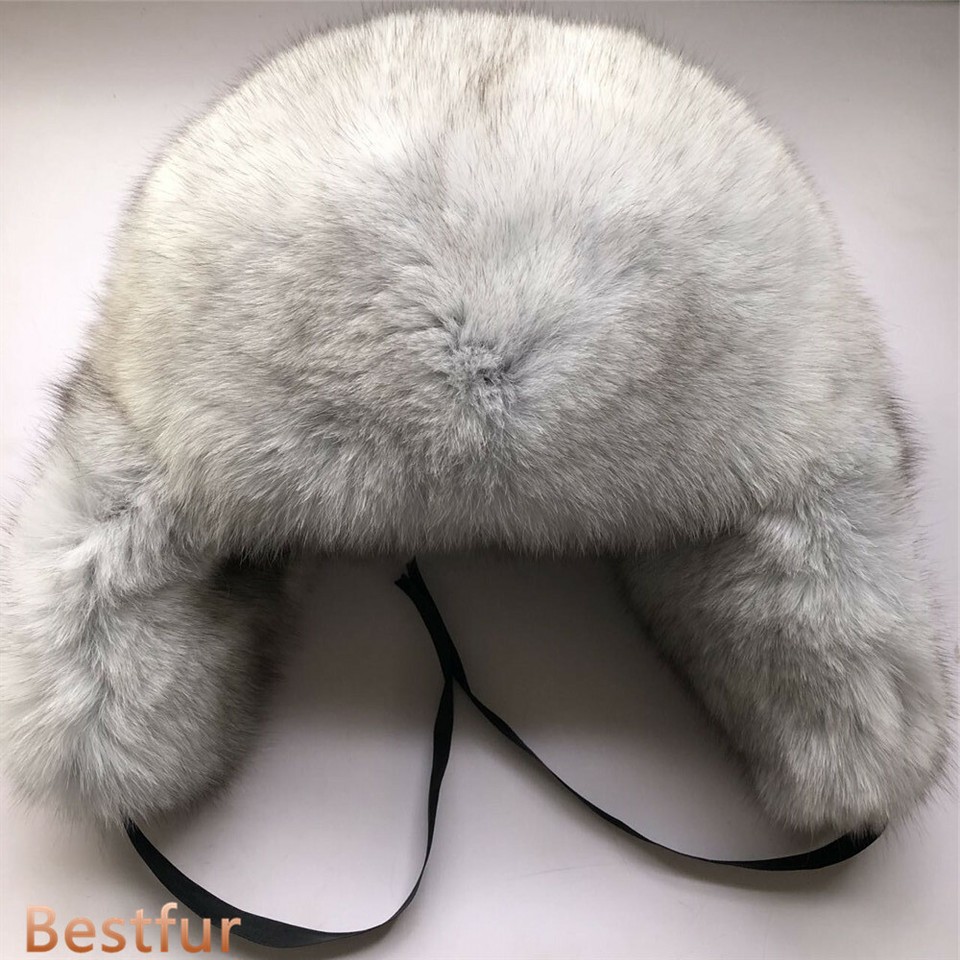Male Full Covered Real Fox Fur Hat Russian Ushanka Hat Cossack Warm ...