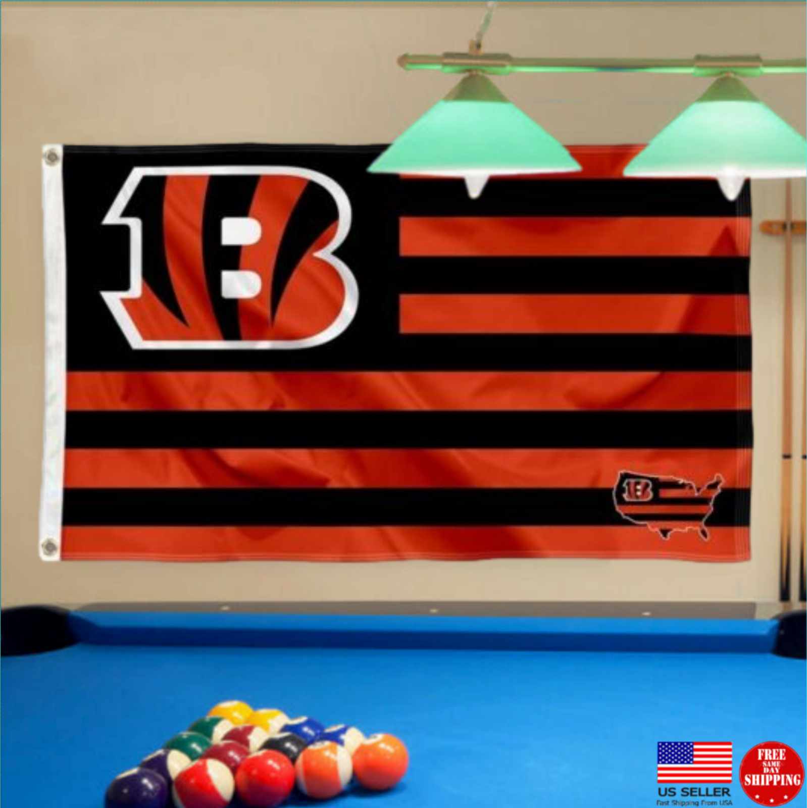 CINCINNATI BENGALS 3x5 Flag Banner Man Cave Flags Banners Garage USA ...
