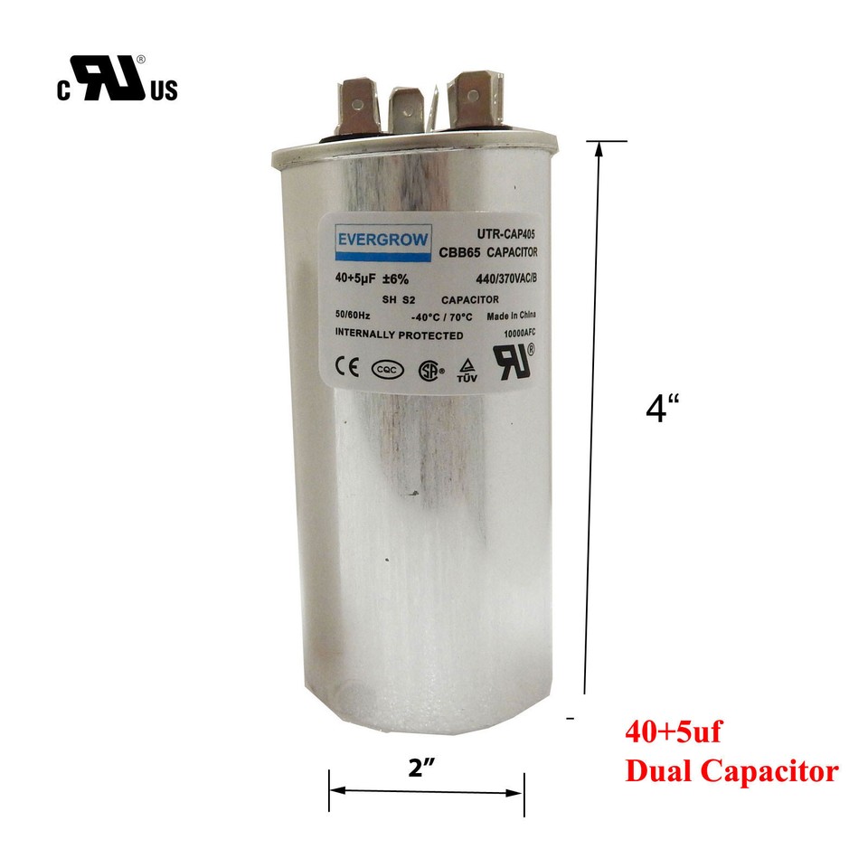 Goodman CAP050400440RTP - 40 + 5 uf / Mfd AmRad Round Dual Universal ...