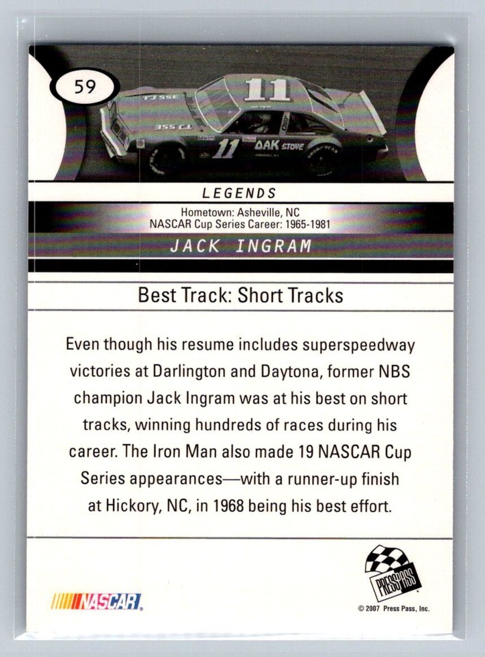 2008 Press Pass Jack Ingram #59 Ingram Racing | eBay