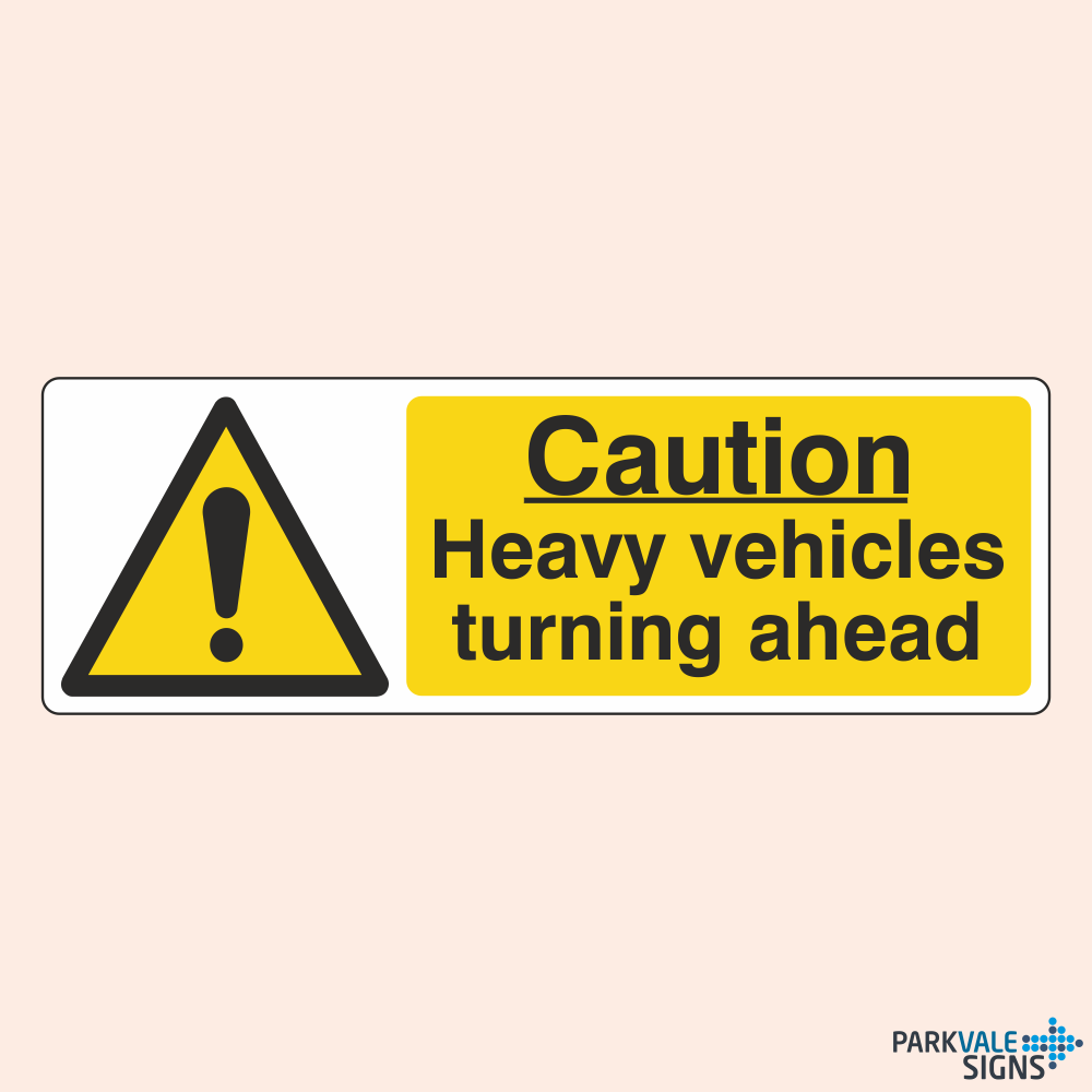 Caution Heavy Vehicles Turning Ahead Construction Sign | eBay