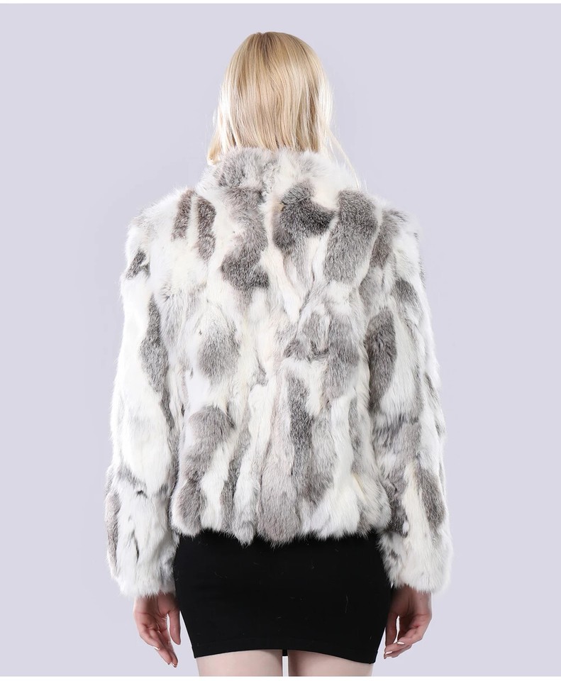 genuine natural real rabbit fur coat women fashion jacket | eBay