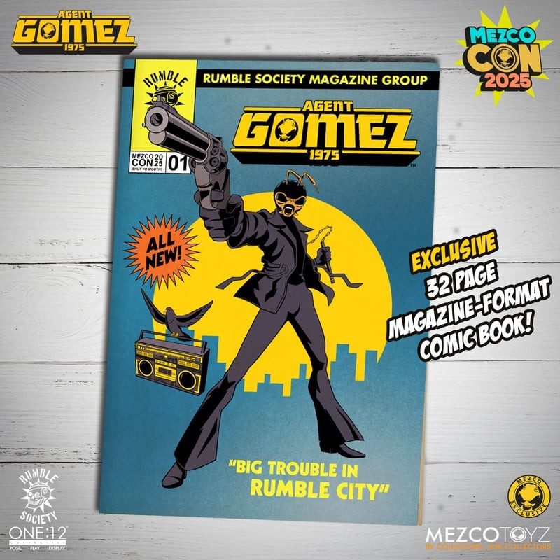 Mezco One:12 Agent Gomez 1975 Exclusive Figure Rumble Society In Hand ...