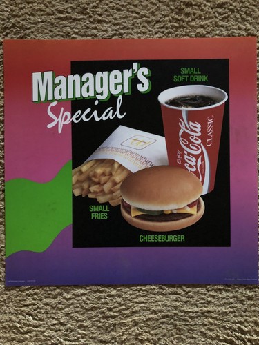 1991 MCDONALDS RESTAURANT LARGE TRANSLITE SIGN MANAGERS SPECIAL COCA ...