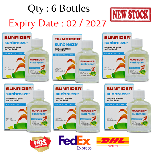 Lot 6 bottle Sunrider Sunbreeze Essential Oil Pain Relief Muscle Ache ...