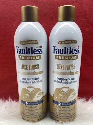 2- FAULTLESS PREMIUM LUXE FINISH IRONING SPRAY STARCH PRO GRADE 20 OZ ...