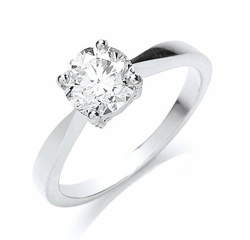 Real Diamond Solitaire Engagement Ring 18ct White Gold 1.00 Carat ...