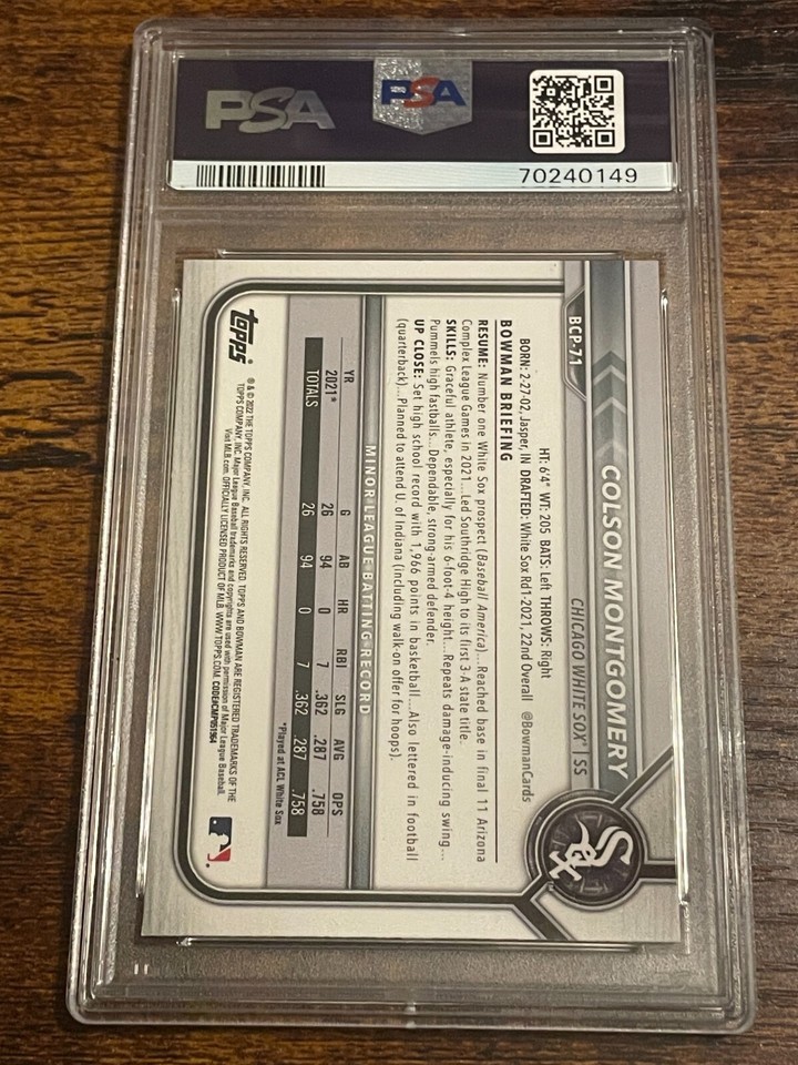 COLSON MONTGOMERY signed autographed 2022 1st Bowman Chrome Sapphire ...