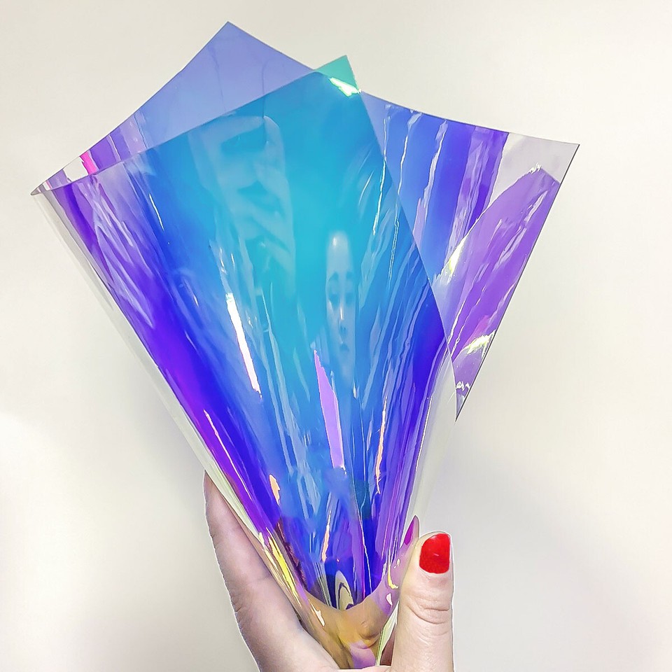 Iridescent Holographic Clear Transparent PVC Fabric Vinyl Material Bow ...