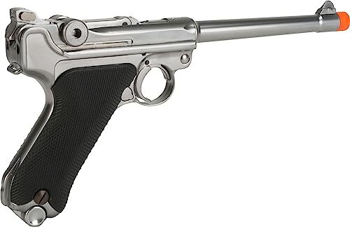 Evike Airsoft-WE WWII Full Size/Metal Luger Airsoft Gas Blowback(Silver ...