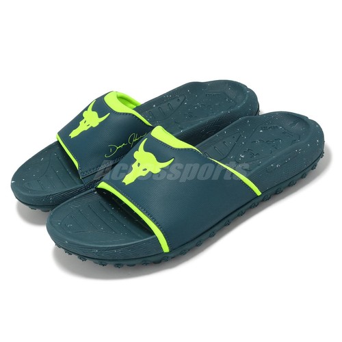 Under Armour U Rock 3 SL UA Blue Green Men Casual Sandal Slides 3026034 ...