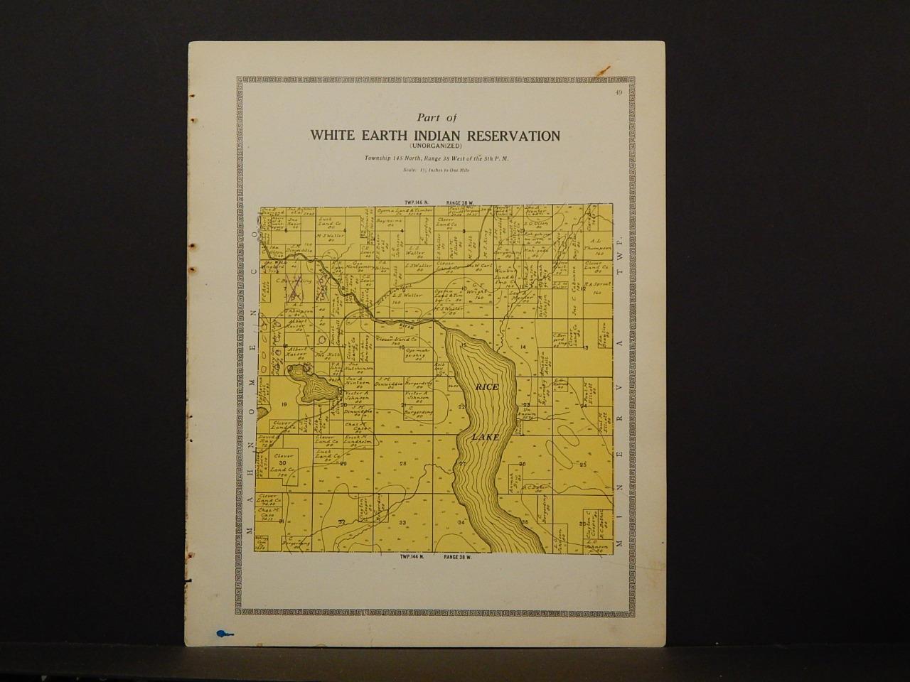 Minnesota Clear Water County Map White Earth Indian reservation 1912 Y7 ...