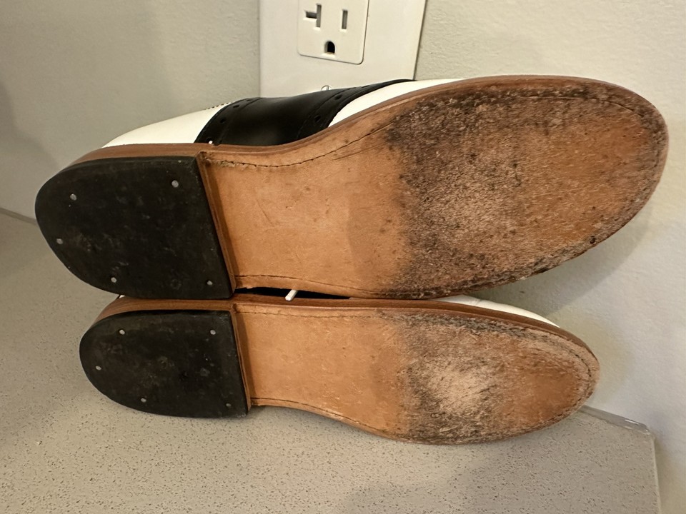 Muffy's Classic Black/white leather Saddle Shoes Oxfords US Women's ...