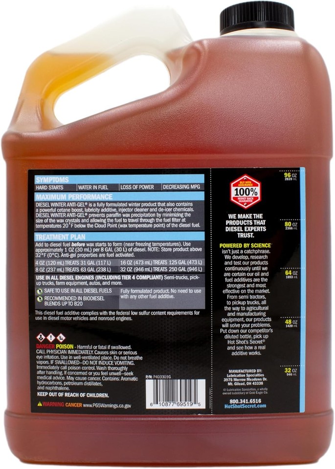 Hot Shot's Secret Diesel Additives Winter Anti-Gel Fuel Treatment 1 ...
