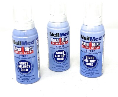 3 OF PACK NEILMED NASAMIST SALINE SPRAY ALLERGY & SINUS BOTTLE NASA ...