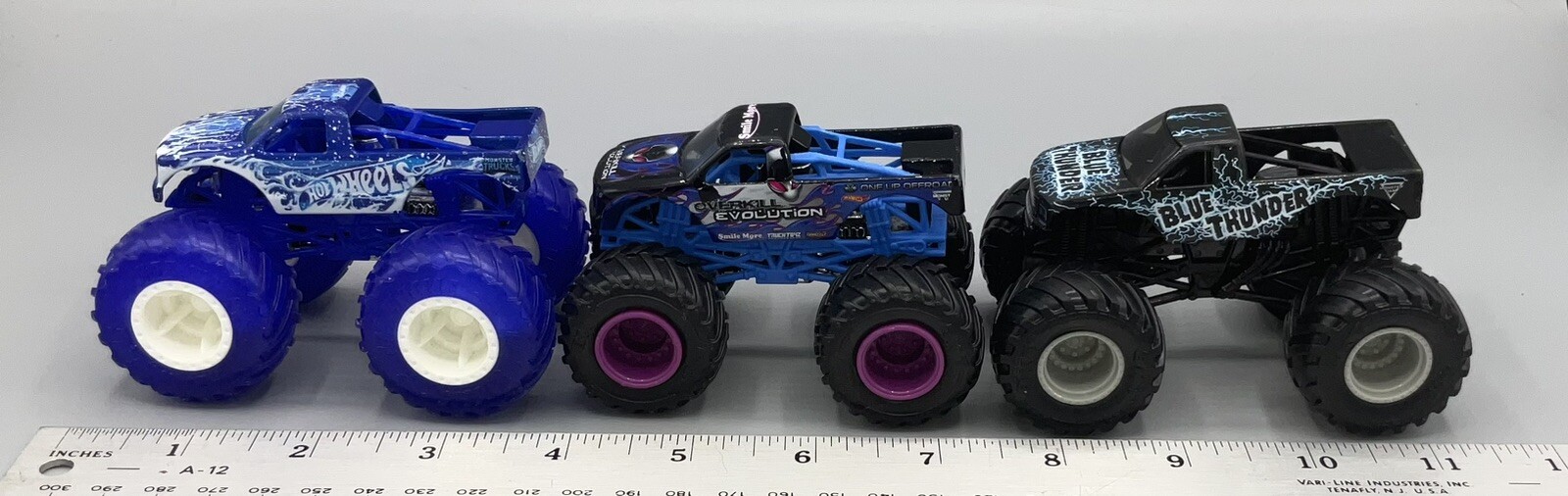 3 Monster Trucks - Hot Wheels Torque Terror, Evolution & Blue Thunder 1:64 Jam | eBay