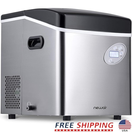 Portable Ice Maker 50lb Daily 12 Cubes in 7 Min Compact Stainless Steel ...