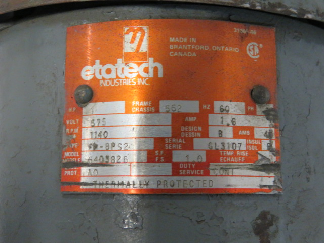 Etatech 1HP 1140RPM 575V 562 AO 1.6A 60Hz USED | eBay