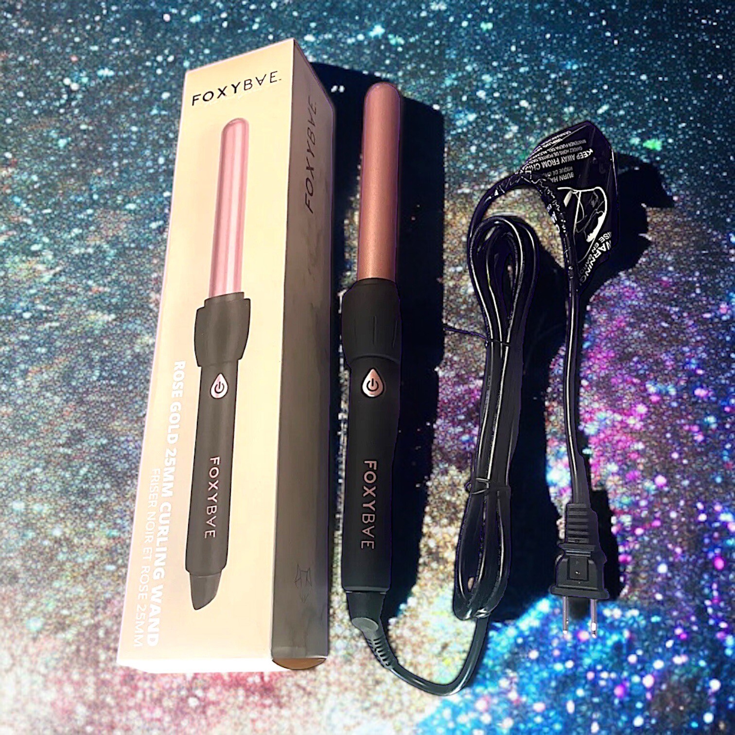 FOXYBAE 25mm Black Curling Wand with Rose Gold Colored Barrel Brand New ...