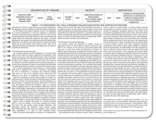 Federal Firearms License FFL Log Book Bound Record Landscape Durable ...