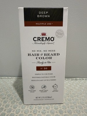 CREMO Hair & Beard Color #10 DEEP BROWN No Mix No Mess MULTIPLE USE New ...