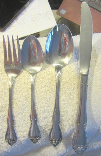 4 arbor rose piece, place setting ue Rose flatware,knife,soup spoon ...