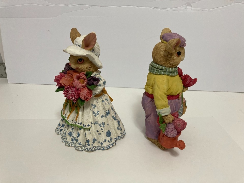 Cottontail Collection EASTER BUNNIES BOY AND GIRL 8" tall SET OF 2 New ...